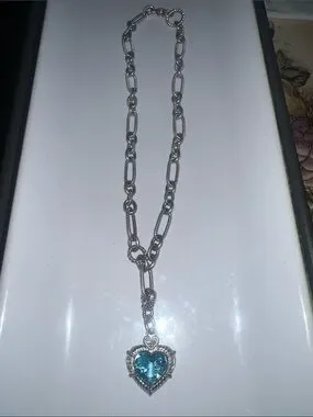 Judith Ripka | Jewelry | Judith Ripka Silver Chain Necklace With Blue ...
